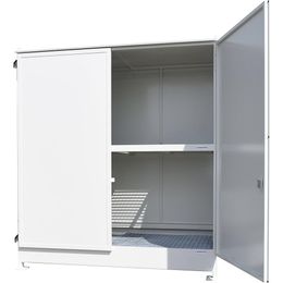 eurokraft pro Gefahrstoff-Regalcontainer, Kapazität 4 x 1000-l-IBC/KTC, grauweiß