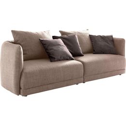 Big-Sofa DESIGNWERK "New York, anmutendes Designsofa", beige (liver), B:253cm T:100cm, 100% Polyester, Sofas, Big-Sofa, mit schmaler Arm- & R&uuml;ckenlehne