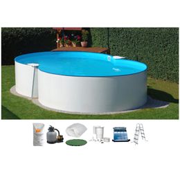 Achtformpool Clear Pool, weiß, B:350cm H:120cm L:540cm, Schwimmbecken, 540x350x120 cm inkl. Solarset