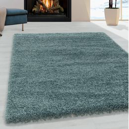 Hochflor-Teppich Ayyildiz Teppiche "SYDNEY 3000", blau (aquablau), B:240cm H:50mm L:340cm, Polypropylen (PP), Teppiche, Shaggy, Langflor, uni, auch in rund, Wohnzimmer