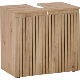 Waschbeckenunterschrank BASIC BY BALCULINA "Austin", beige (artisan eiche, artisan wild oak), B:60cm H:57cm T:36cm, FSC-zertifizierter Holzwerkstoff, Schränke, Breite 60 cm, Türanschlag L/R wechselbar