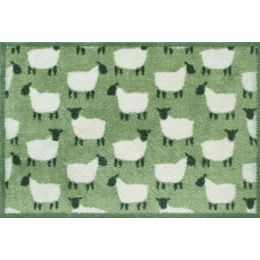 Fußmatte TURTLE MAT "Flock Green", bunt, B:60cm H:9mm L:85cm, Baumwolle, Teppiche