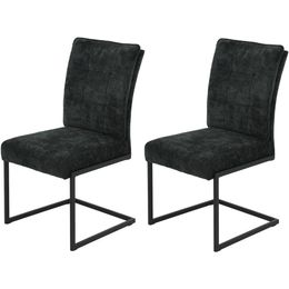 Freischwinger Hela "OLIVIA Esszimmerstuhl", schwarz (anthrazit, schwarz, schwarz), B:52cm H:98cm T:66cm, 100% Polyester, Stühle, XL-Breite, Komfortsitz, Viskoseschaum, Griff Lehne, mit Kissen