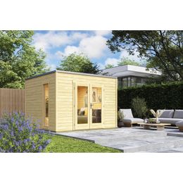 Gartenhaus Lasita Maja "PALERMO 1", beige (naturbelassen), Fußboden im Gartenhaus, Holzwerkstoff, Gartenhäuser
