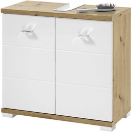 Waschbeckenunterschrank BASIC BY BALCULINA "Pool, Badezimmerschrank BxHxT 60x57x31", weiß (artisan, weiß hochglanz), B:60cm H:57cm T:31cm, Holzwerkstoff, Schränke, Breite 60cm, Tür L/R montierbar