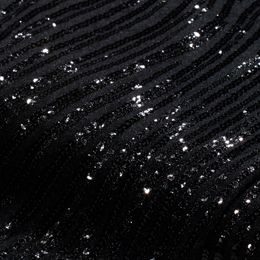 buttinette Paillettenstoff "Linien", schwarz/schwarz