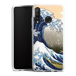 DeinDesign Huawei P30 Lite Handy Silikon H&uuml;lle Case wei&szlig; Handyh&uuml;lle Die Gro&szlig;e Welle Vor Kanagawa Kunst Katsushika Hokusai Silikon Case