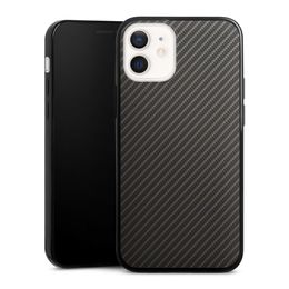 DeinDesign iPhone 12 mini Handy Slim Case extra d&uuml;nn Silikon Handyh&uuml;lle schwarz H&uuml;lle Carbon Metallic Look Muster Silikon Slim Case