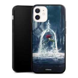 DeinDesign iPhone 12 mini Handy Slim Case extra d&uuml;nn Silikon Handyh&uuml;lle schwarz H&uuml;lle Rose The Beauty And The Beast Disney Princess Silikon Slim Case