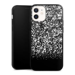 DeinDesign iPhone 12 mini Handy Slim Case extra d&uuml;nn Silikon Handyh&uuml;lle schwarz H&uuml;lle Muster Snowflake Glitzer Silikon Slim Case