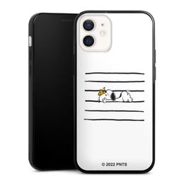 DeinDesign iPhone 12 mini Handy Slim Case extra d&uuml;nn Silikon Handyh&uuml;lle schwarz H&uuml;lle Snoopy Dog Peanuts Silikon Slim Case