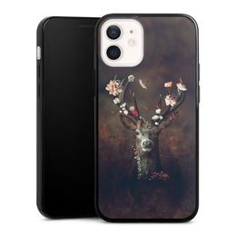 DeinDesign iPhone 12 mini Handy Slim Case extra d&uuml;nn Silikon Handyh&uuml;lle schwarz H&uuml;lle Reindeer Flowers Rehe Silikon Slim Case