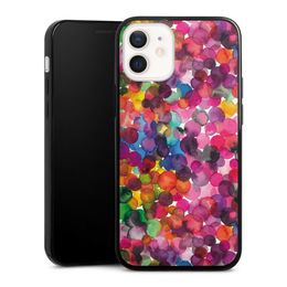 DeinDesign iPhone 12 mini Handy Slim Case extra d&uuml;nn Silikon Handyh&uuml;lle schwarz H&uuml;lle Water Colour Colourful Points Silikon Slim Case