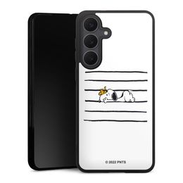 DeinDesign Galaxy S25 FE Handy Premium Silikon H&uuml;lle Handyh&uuml;lle schwarz Case Snoopy Dog Peanuts Silikon Premium Case