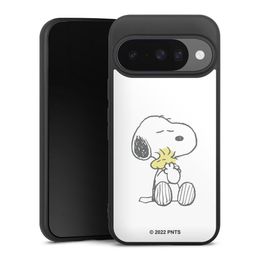 DeinDesign Google Pixel 10 Handy Premium Silikon H&uuml;lle Handyh&uuml;lle schwarz Case Snoopy Love Peanuts Silikon Premium Case