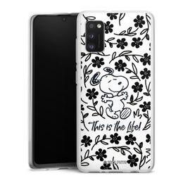DeinDesign Galaxy A41 Handy Silikon H&uuml;lle Case transparent Handyh&uuml;lle Peanuts Flowers Snoopy Silikon Case