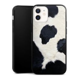 DeinDesign iPhone 12 mini Handy Slim Case extra d&uuml;nn Silikon Handyh&uuml;lle schwarz H&uuml;lle Animal Look Animal Print Cow Skin Silikon Slim Case