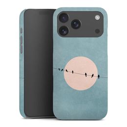 DeinDesign iPhone 17 Pro Max Handy Premium Case Smartphone Handyh&uuml;lle Schutzh&uuml;lle gl&auml;nzend Bird Turquoise Moon Premium Case