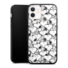 DeinDesign iPhone 12 mini Handy Slim Case extra d&uuml;nn Silikon Handyh&uuml;lle schwarz H&uuml;lle Peanuts Snoopy Muster Silikon Slim Case