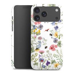 DeinDesign iPhone 17 Pro Max Handy Premium Case Smartphone Handyh&uuml;lle Schutzh&uuml;lle gl&auml;nzend Flowers Bee Muster Premium Case