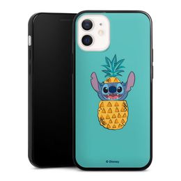DeinDesign iPhone 12 mini Handy Slim Case extra d&uuml;nn Silikon Handyh&uuml;lle schwarz H&uuml;lle Disney Lilo & Stitch Pineapple Silikon Slim Case