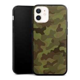 DeinDesign iPhone 12 mini Handy Slim Case extra d&uuml;nn Silikon Handyh&uuml;lle schwarz H&uuml;lle Camouflage Tarnmuster Army Silikon Slim Case