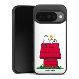 DeinDesign Google Pixel 10 Handy Premium Silikon H&uuml;lle Handyh&uuml;lle schwarz Case Snoopy Peanuts Official Licensed Product Silikon Premium Case