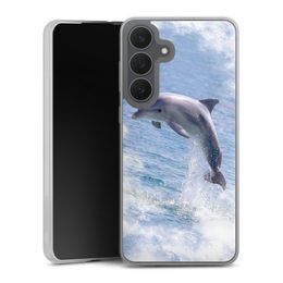 DeinDesign Galaxy S25 FE Handy Slim Case Silikon Handyh&uuml;lle transparent H&uuml;lle extra d&uuml;nn Dolphin Wale Ocean Silikon Slim Case