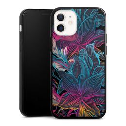 DeinDesign iPhone 12 mini Handy Slim Case extra d&uuml;nn Silikon Handyh&uuml;lle schwarz H&uuml;lle Colourful Flowers Neon Silikon Slim Case