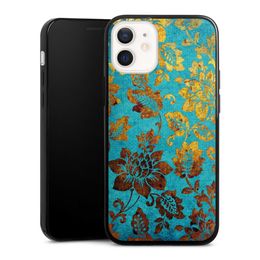 DeinDesign iPhone 12 mini Handy Slim Case extra d&uuml;nn Silikon Handyh&uuml;lle schwarz H&uuml;lle Flowers Vintage Ornament Silikon Slim Case