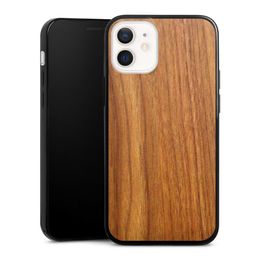 DeinDesign iPhone 12 mini Handy Slim Case extra d&uuml;nn Silikon Handyh&uuml;lle schwarz H&uuml;lle Larch Wood Wooden Look Silikon Slim Case