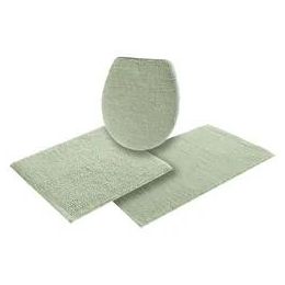 Badematte my home "Vanessa, Badvorleger, Badezimmer Teppich" Gr. 12, grün (seegrün), H:10mm, Polyester, Badematten, Badteppich, weiche Haptik, unifarben