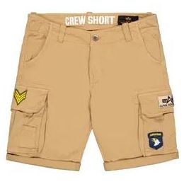 Shorts Alpha Industries "Crew Short Patch", Herren, Gr. 31, Normalgrößen, beige (sand), Obermaterial: 98% Baumwolle, 2% Elastan; Futter: 100% Baumwolle, Hosen