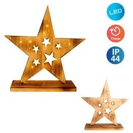 Näve NÄVE LED Dekoobjekt "LED-Holzstern H: 49cm, Weihnachtsdeko aussen", beige (natur), 1, H: 49cm, 1 Stk., Leuchten, Timerfunktion (6on/18off), AA Batterie 1,5V, für Außen geeignet