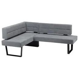 Eckbank MASSIVLINE & MORE "Martina", blau (blau, grau, metall schwarz lackiert), B:155cm H:85cm T:195cm, Holzwerkstoff, Metall, Polyester, Sitzbänke, modernes Design, Gestell aus massivem Metall