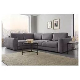 Ecksofa Places of Style "Bloomfield, Breite 304cm, Mega Polsterecke mit viel Platz, L-Form", grau, B:224cm H:84cm T:304cm, 100% Polyester, Sofas, extra tiefe Sitzfläche, wahlweise mit Sitztiefenverstellung