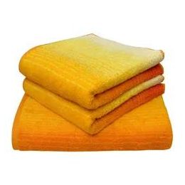Handtuch Set Dyckhoff "Colori", gelb, 3 Stk., Walkfrottee, Obermaterial: 100% Baumwolle, Handtuch-Sets, 2 Handtücher & 1 Duschtuch,100% Bio Baumwolle, 450 g/m2