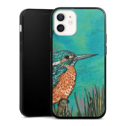 DeinDesign iPhone 12 mini Handy Slim Case extra d&uuml;nn Silikon Handyh&uuml;lle schwarz H&uuml;lle Painting Animals Bird Silikon Slim Case