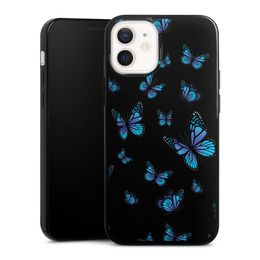 DeinDesign iPhone 12 mini Handy Slim Case extra d&uuml;nn Silikon Handyh&uuml;lle schwarz H&uuml;lle Transparent Butterfly Muster Silikon Slim Case