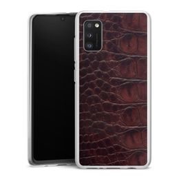 DeinDesign Galaxy A41 Handy Silikon H&uuml;lle Case transparent Handyh&uuml;lle Leather Crocodile Animal Print Silikon Case