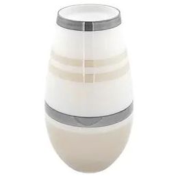 Tischvase Fink "LAPAZ", beige (weiß, beige, silberfarben), H:35cm Ø:19cm, Glas, Vasen, aus Opalglas, mit Streifendekor