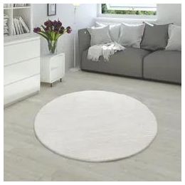 Fellteppich Paco Home "Rabbit 780", beige (creme), H:26mm Ø:160cm, Polyester, Teppiche, Fellteppich, Kunstfell, Kaninchenfell-Haptik, echter Kuschelteppich, Uni-Farben