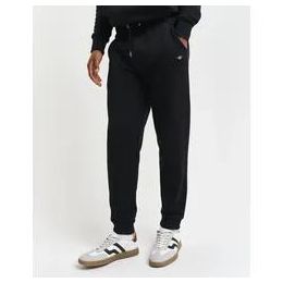 Sweathose Gant "REG SHIELD SWEATPANTS", Herren, Gr. XL, N-Gr, schwarz, Web, Obermaterial: 87% Baumwolle, 13% Polyester, unifarben, regular fit knöchellang, Hosen, mit Logostickerei unterhalb des Bunds