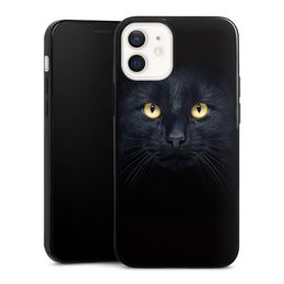 DeinDesign iPhone 12 mini Handy Slim Case extra d&uuml;nn Silikon Handyh&uuml;lle schwarz H&uuml;lle Eye Cat Black Silikon Slim Case