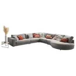 Ecksofa 3C Candy "Enisa II, bequem und komfortabel, Mega Familiensofa, L-Form", silber, B:225cm H:86cm T:395cm, 100% Polyester, Sofas, incl. 3 Flatterkissen, wahlweise mit Flecken-Schutz-Bezug Easy care
