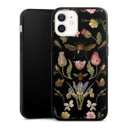DeinDesign iPhone 12 mini Handy Slim Case extra d&uuml;nn Silikon Handyh&uuml;lle schwarz H&uuml;lle Flower Wreath Bee Blossom Silikon Slim Case