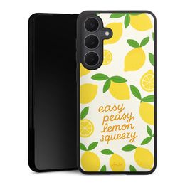 DeinDesign Galaxy S25 FE Handy Premium Silikon H&uuml;lle Handyh&uuml;lle schwarz Case Spruch Statement Lemon Silikon Premium Case