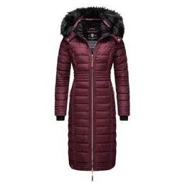 Wintermantel Navahoo "Umay", Damen, Gr. M (38), rot (weinrot), Oberstoff: 100% Polyester, Futter: 100% Polyester, Wattierung: 100% Polyester, Ärmelfutter: 100% Polyester, Kunstpelz: 90% Polyacryl, 10% Polyester, tailliert ca. Mitte Knie, Ärmel ohne Ärmelschlitz normaler Saum, Mäntel, langer Damen Winter Steppmantel mit Kunstfellkapuze
