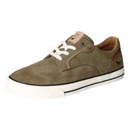 Sneaker Mustang SHOES, Herren, Gr. 45, grün (khaki), Lederimitat, Schuhe, Freizeitschuh, Halbschuh, Schnürschuh mit Ziernaht