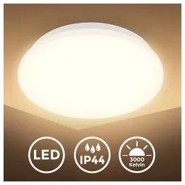 B.K.LICHT LED Deckenleuchte "LED Bad Deckenleuchte mit Mikrowellensensor", weiß, 1, Ø 27cm H: 6cm, 1 Stk., Leuchten, 12W 1300Lm 3000K IP44 270x60mm (DxH)